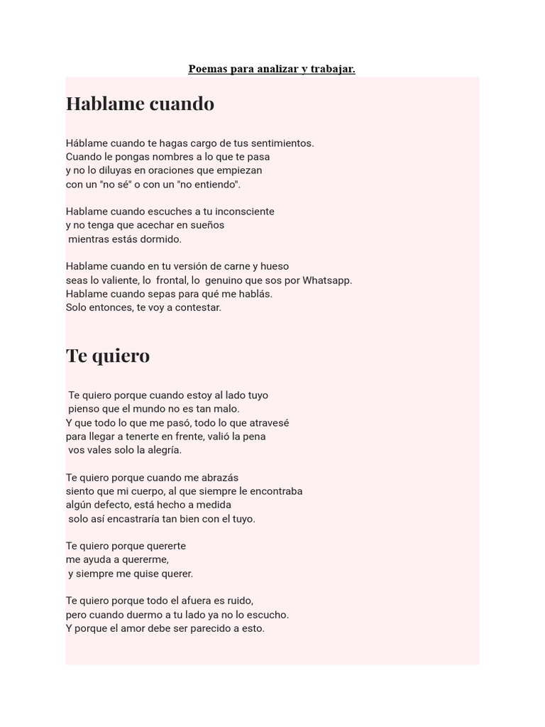 Poemas para Analizar y Trabajar | PDF