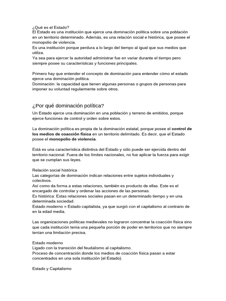 Definición y Funciones del Estado Moderno | PDF | Estado (política ...