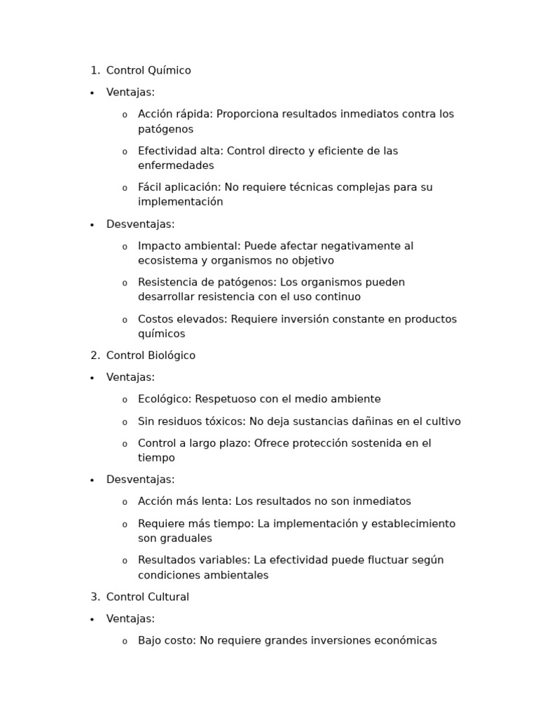 Control Químico: Ventajas y Desventajas | PDF | Agricultura | Entorno ...