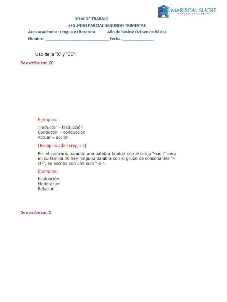 Ortografía-Uso de CC-X | PDF