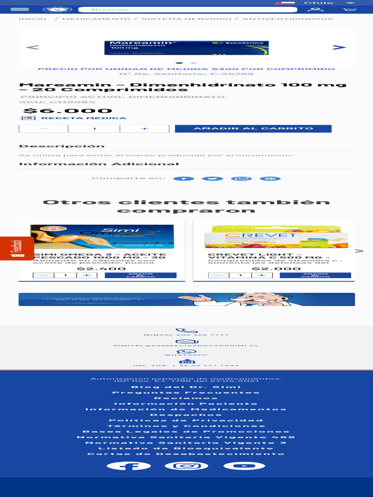Mareamin 100 MG 20 Comprimidos DR Simi - Farmacias Del Dr. Simi | PDF | Compuestos orgánicos ...