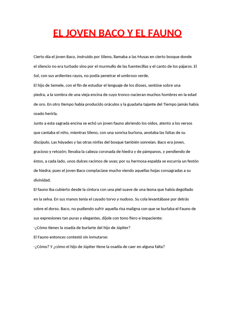 Baco y el Fauno: Un Encuentro Divino | PDF