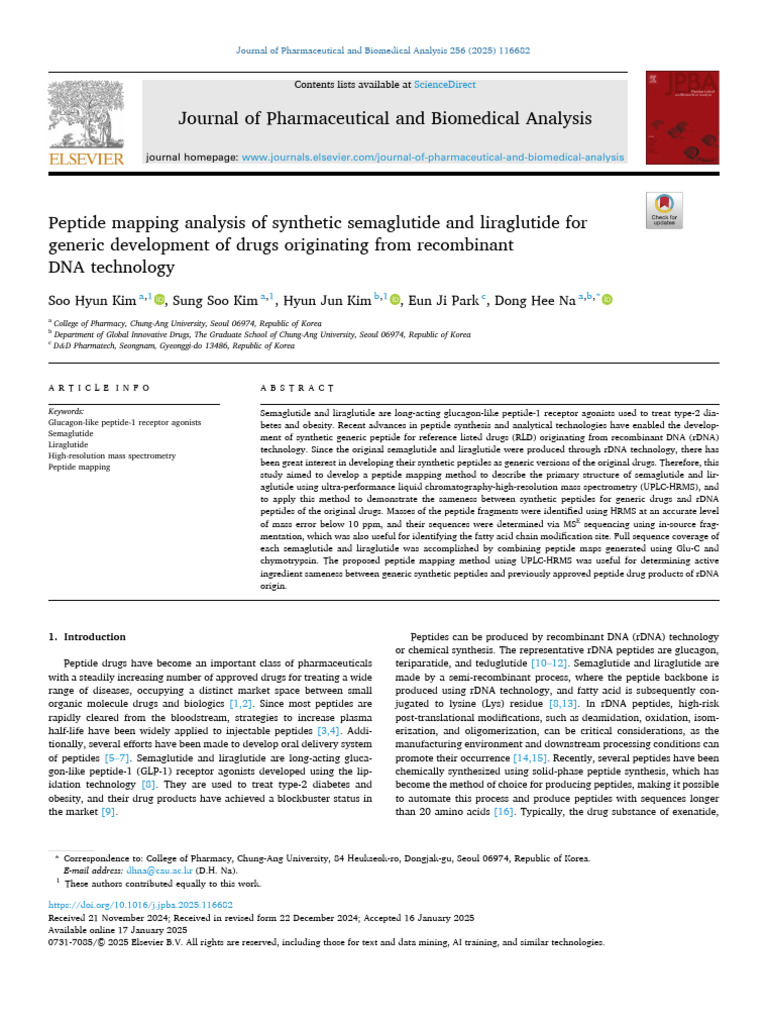 Peptide Mapping Analysis of Synthetic Semaglutide and Liraglutide For ...