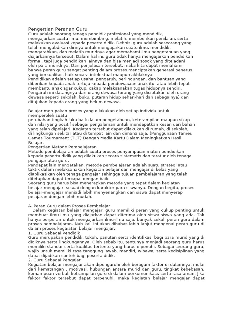 Peran Penting Guru dalam Pendidikan | PDF