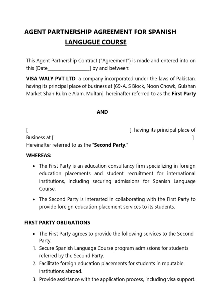 Agent Partnership For Spanish-1-4 | PDF | Arbitration | Travel Visa