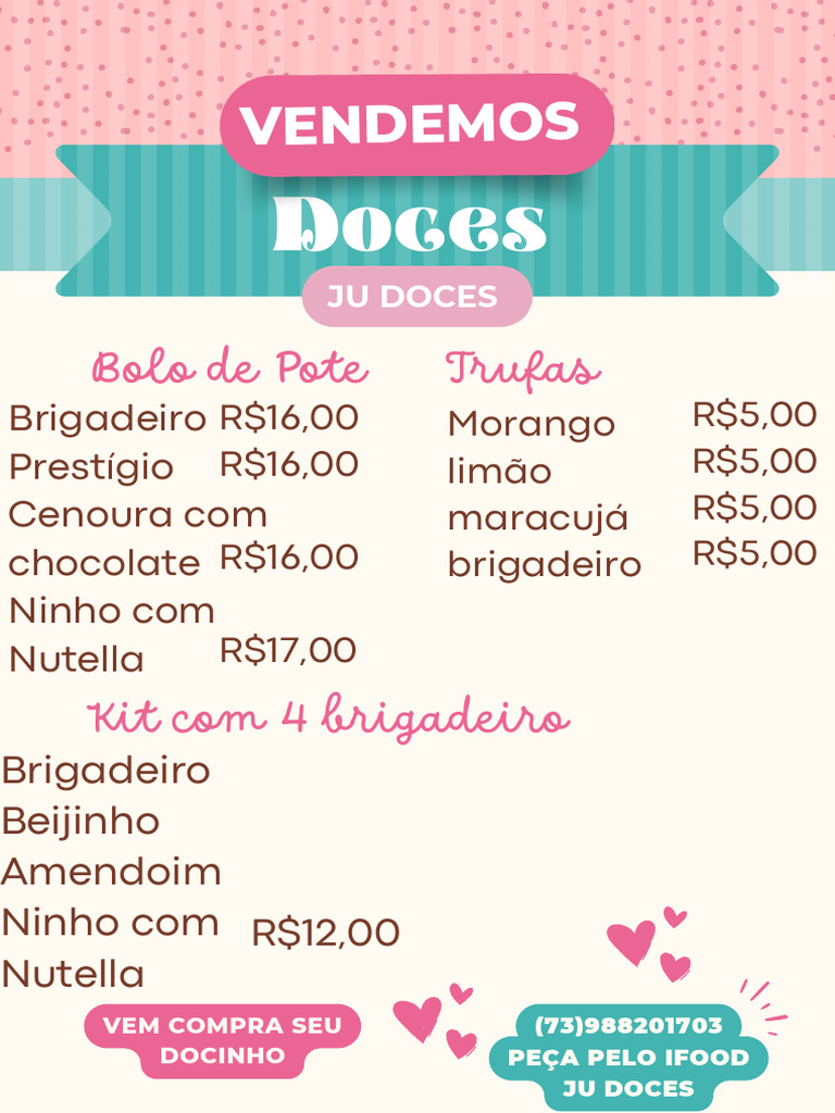 Cardápio de confeitaria menu divertido bege e rosa_20250220_143010_0000 ...