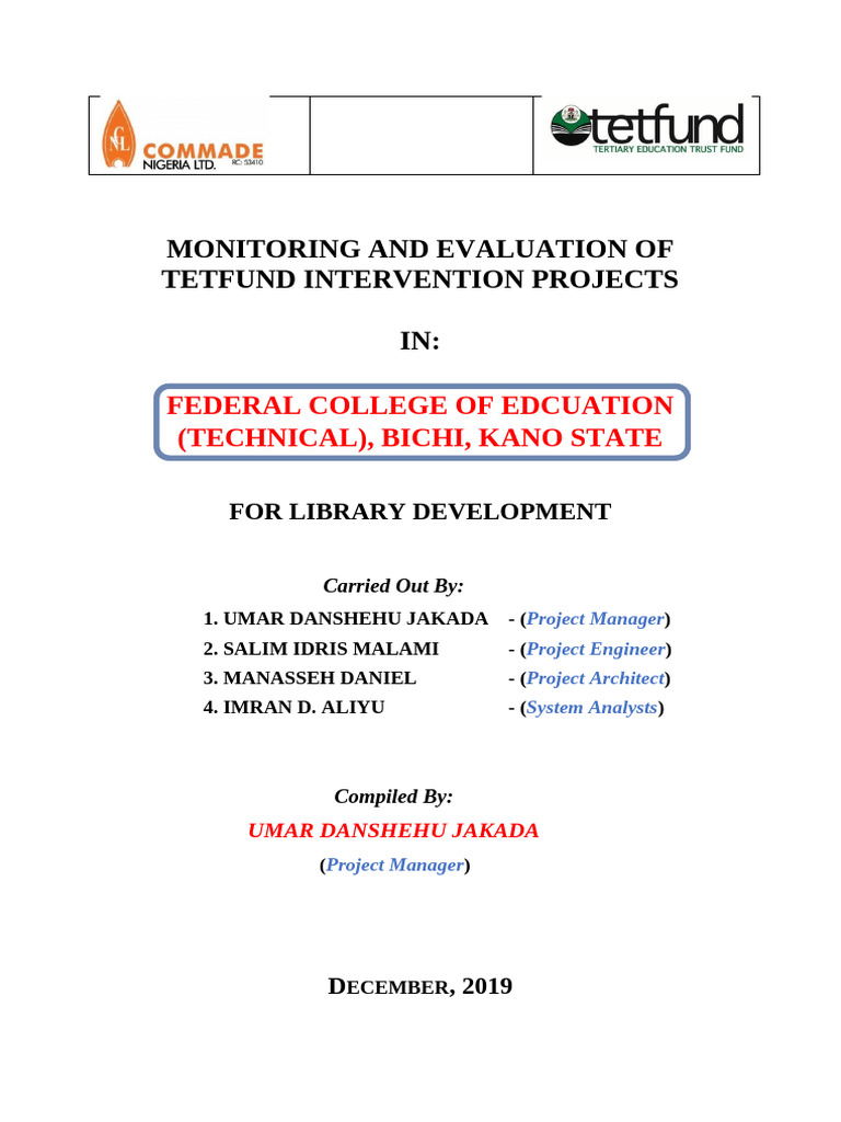 Report of FCE (T) Bichi, Kano (Library Development) | PDF