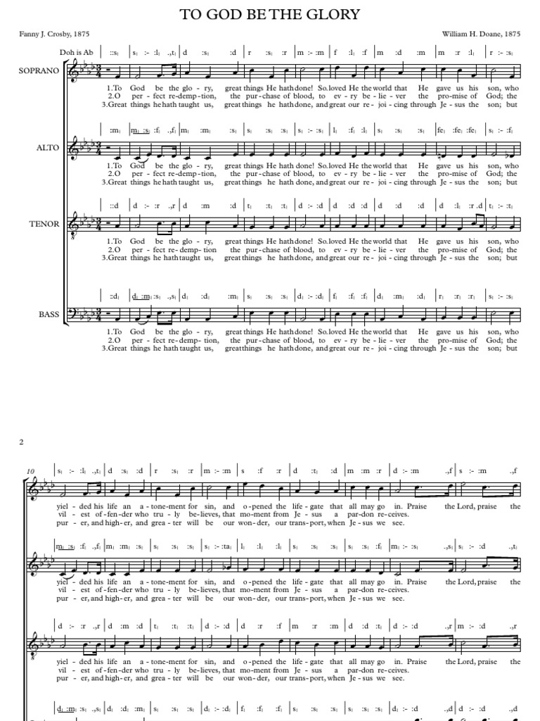 TO GOD BE THE GLORY - Full Score | PDF