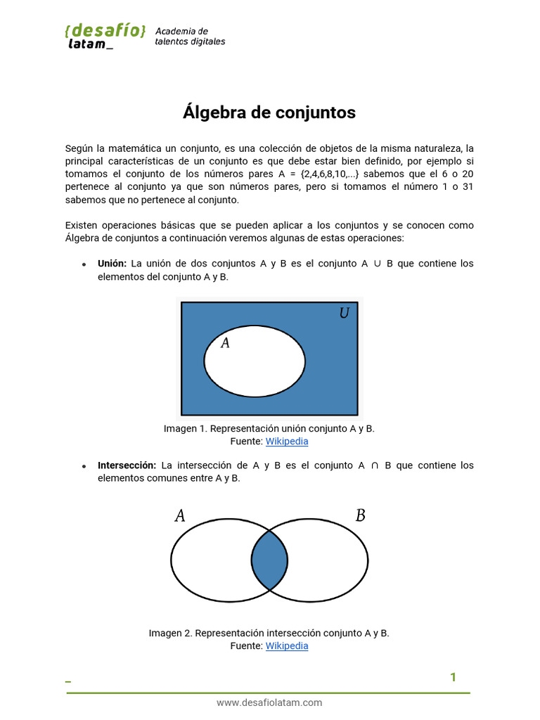 Material Apoyo Lectura - Álgebra de Conjuntos | PDF | Script Java | Informática