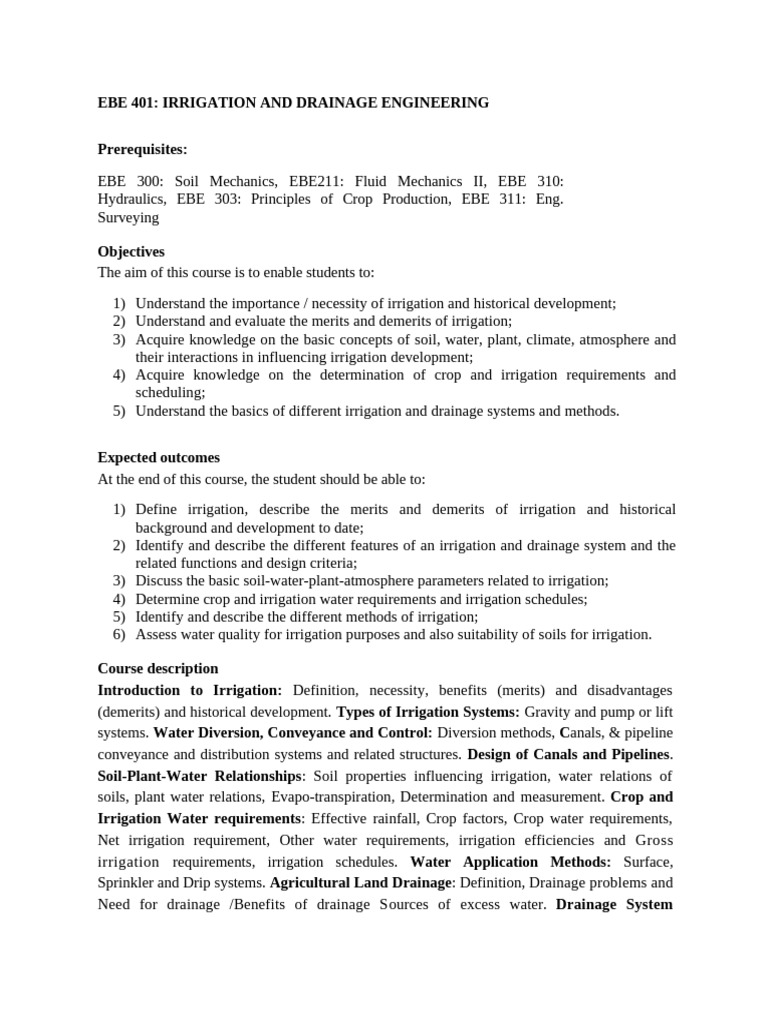 Irrigation and Drainage Engineering Course | PDF | Irrigation | Soil