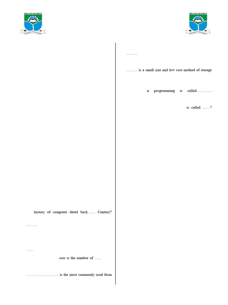 CSC - Cos 101 - Past Questions | PDF | Central Processing Unit | Programming