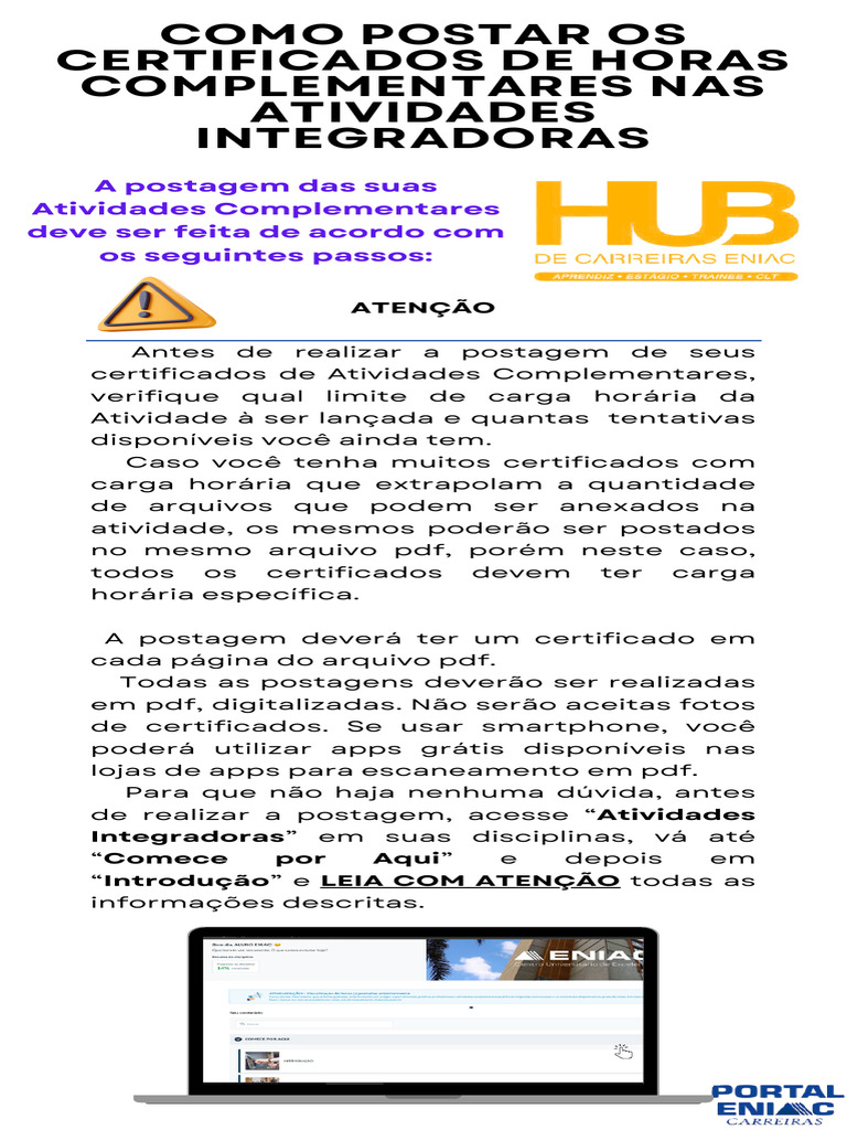 Como Postar Suas Atividades Complementares | PDF | Aplicativo para celular | Informática