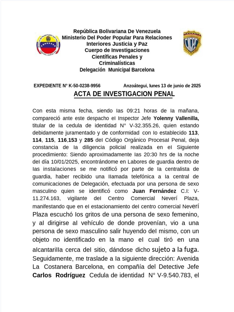 Acta de Investigacion Penal 2025 ORIGINAL 1 | PDF