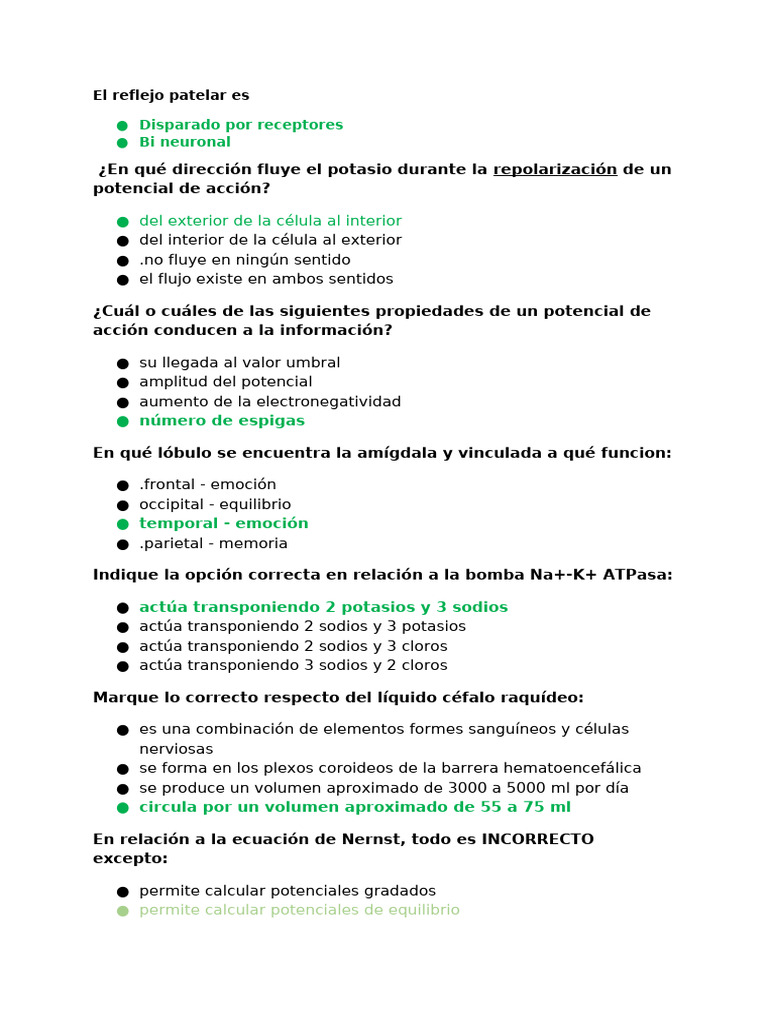Final Neuro1 - Nov 2020 | PDF | Sistema nervioso central | Sistema nervioso