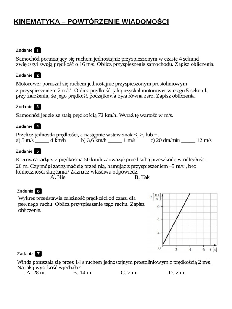 Kinematyka Powt | PDF
