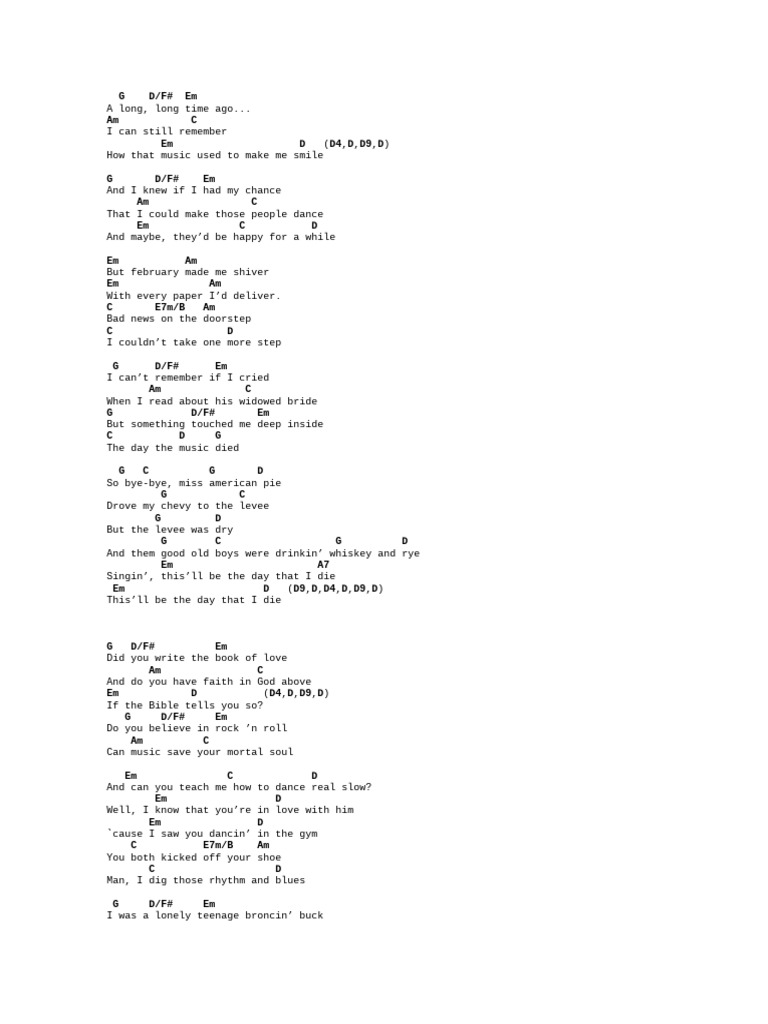 Don Mcclean - Bye Bye Miss American Pie | PDF