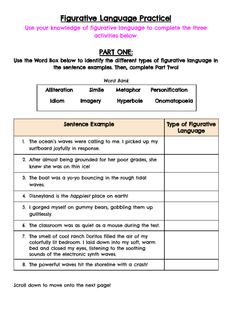 Figurative Language Practice | PDF | Semantics | Semiotics