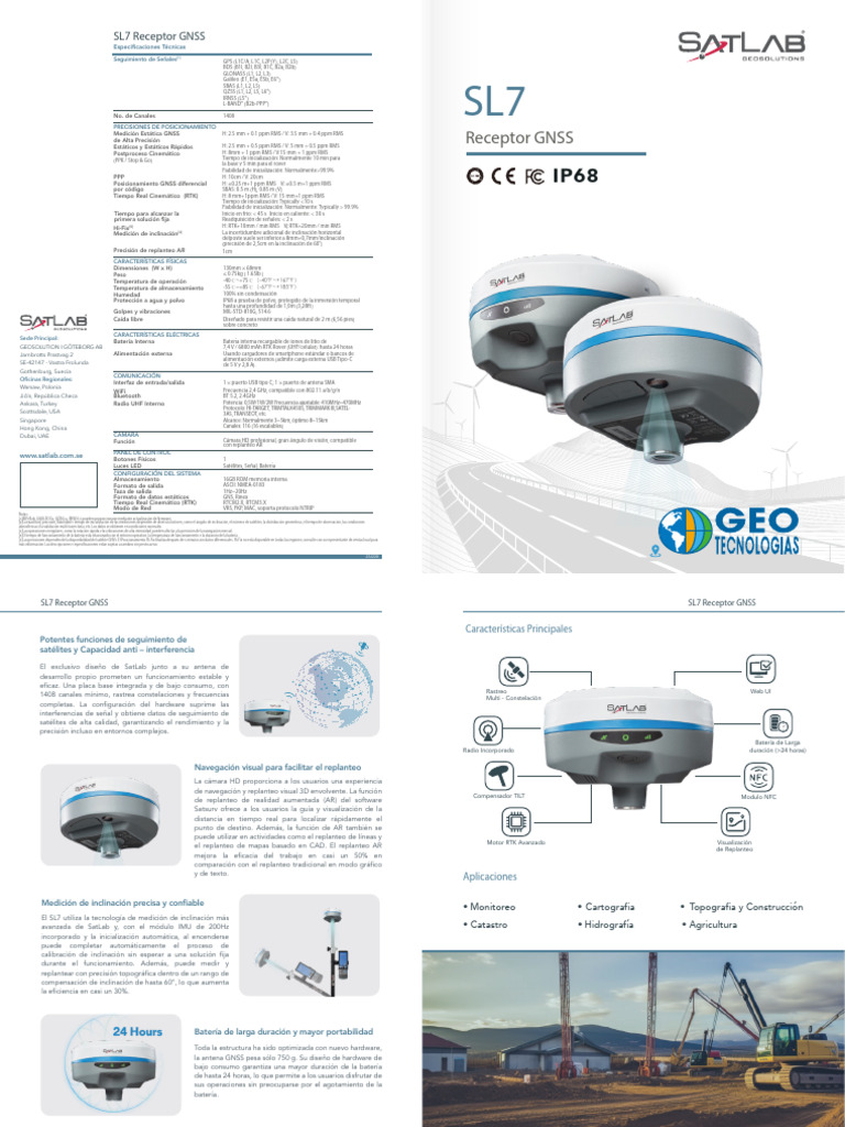 GPS GNSS Satlab SL7 | PDF | Sistema de Posicionamiento Global