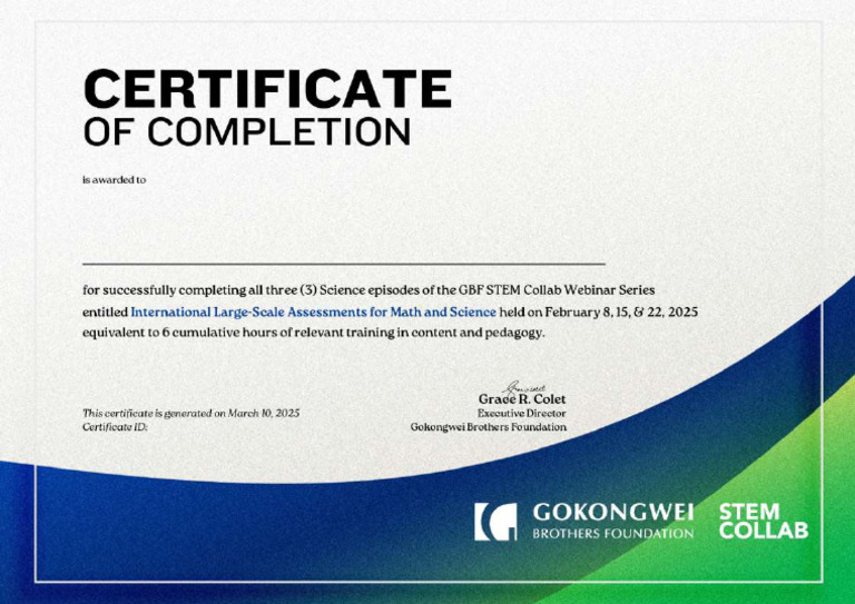 GBF STEM Collab Certificate GBFSC-2025-2C-00744 | PDF