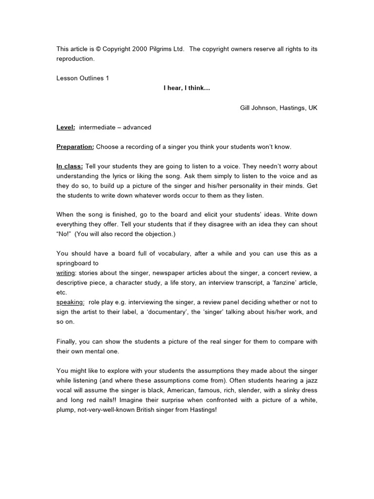 Task Based Lesson ESL | PDF