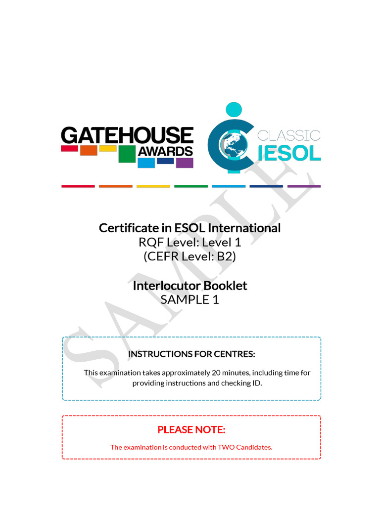 GA-IESOL-L1-B2-Interlocutor-Booklet-Sample-1 | PDF | Learning | Human Communication