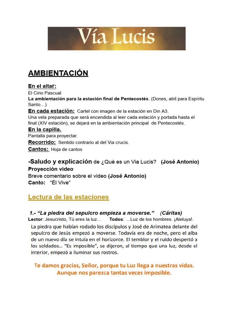 Via Lucis (Borrador) | PDF | Jesús | La resurrección de Jesús