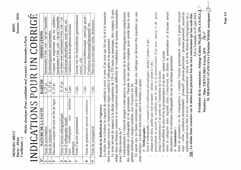 Bepc - Dictee Malvoyant | PDF