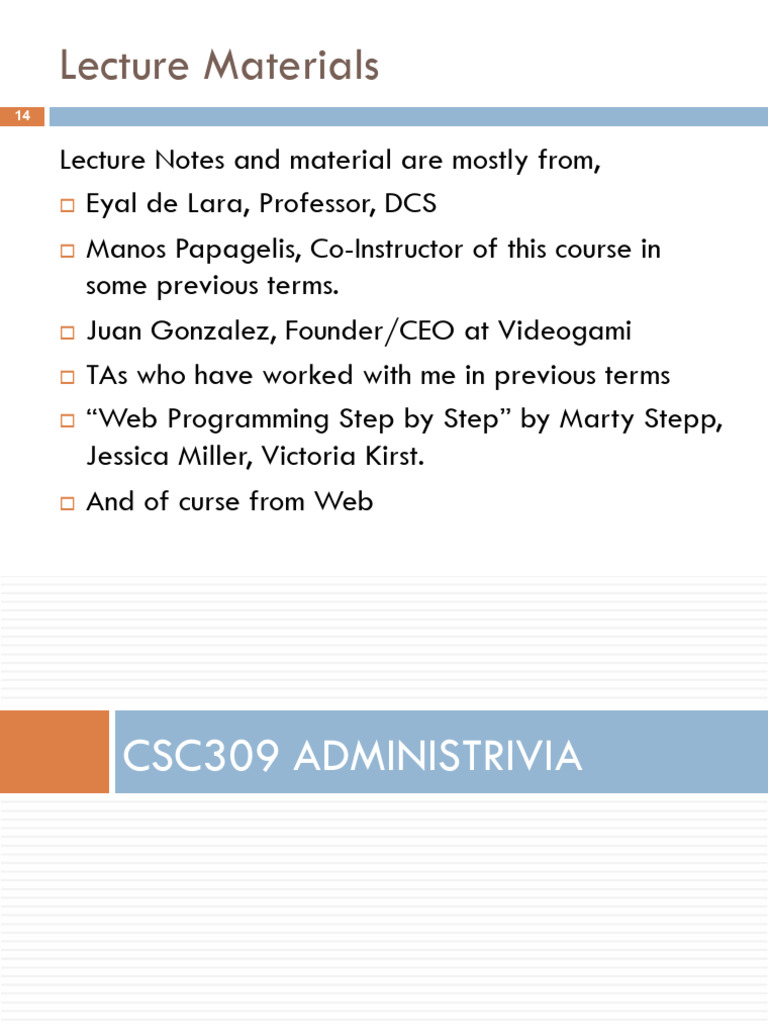 CSC309 Course Lecture Materials | PDF