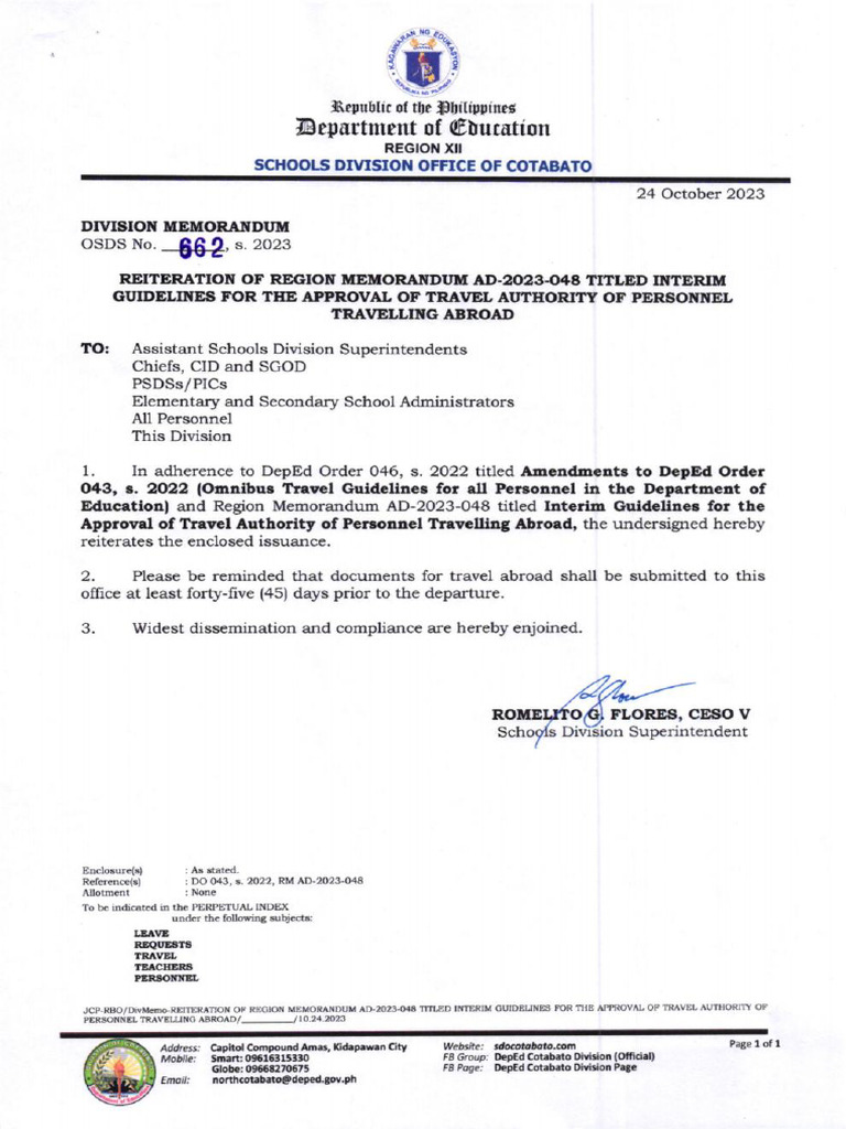 Region Memo AD 2023 048 | PDF