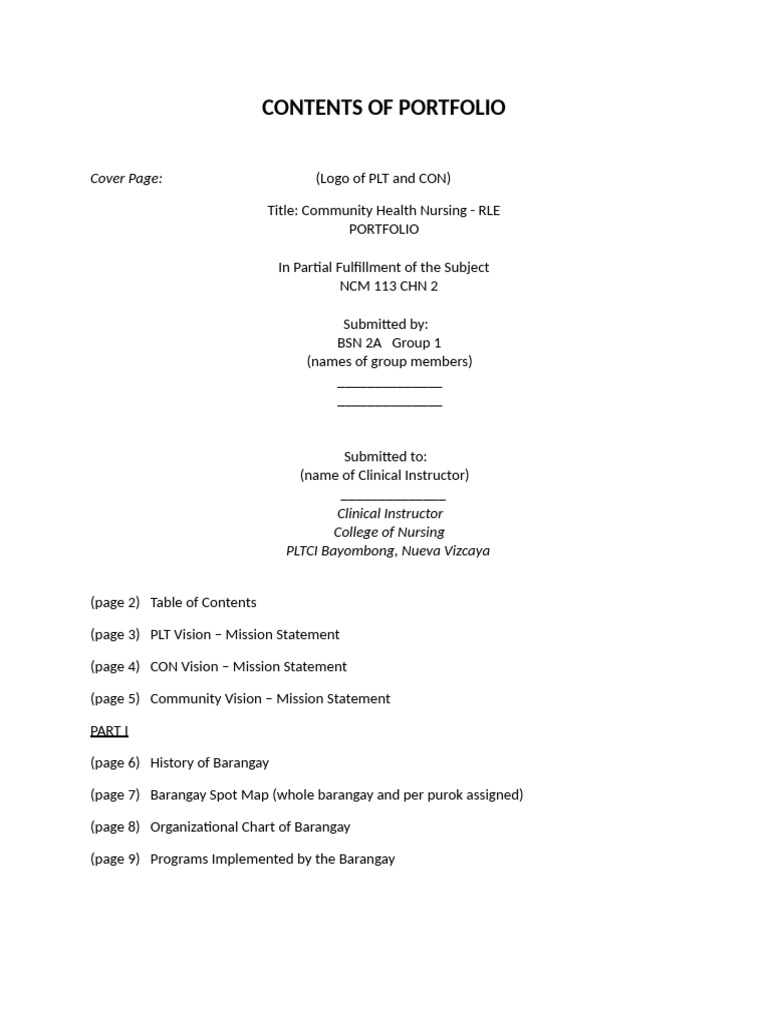 CHN RLE Portfolio Overview | PDF