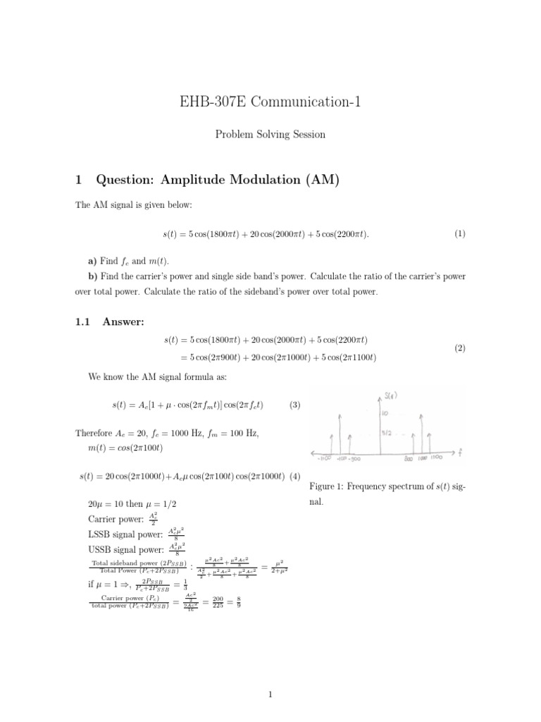 Communication1 Recitations 1 | PDF | Modulation | Frequency Modulation
