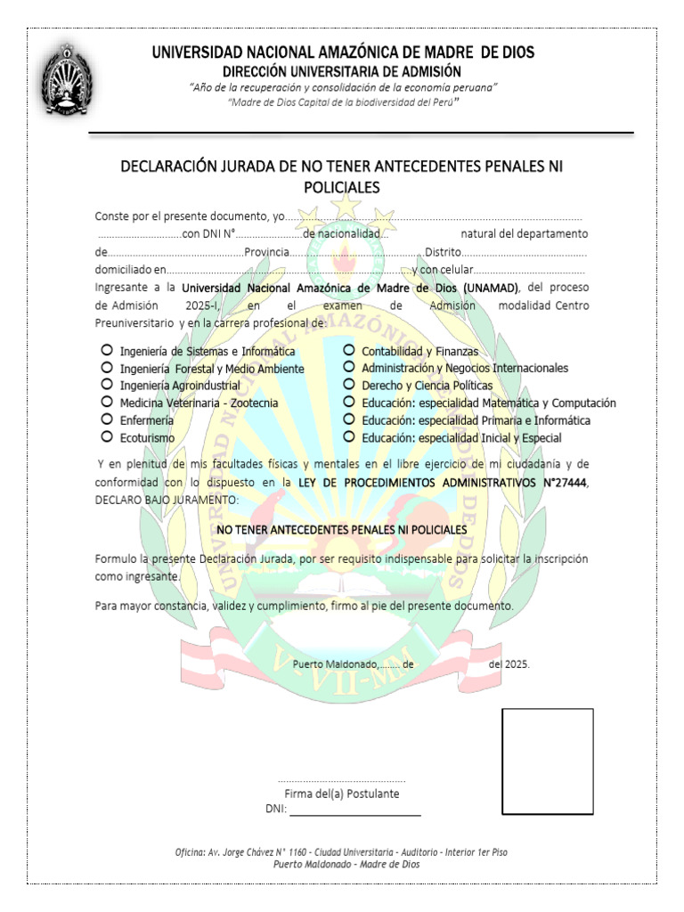 Declaracion Jurada Cepre | PDF