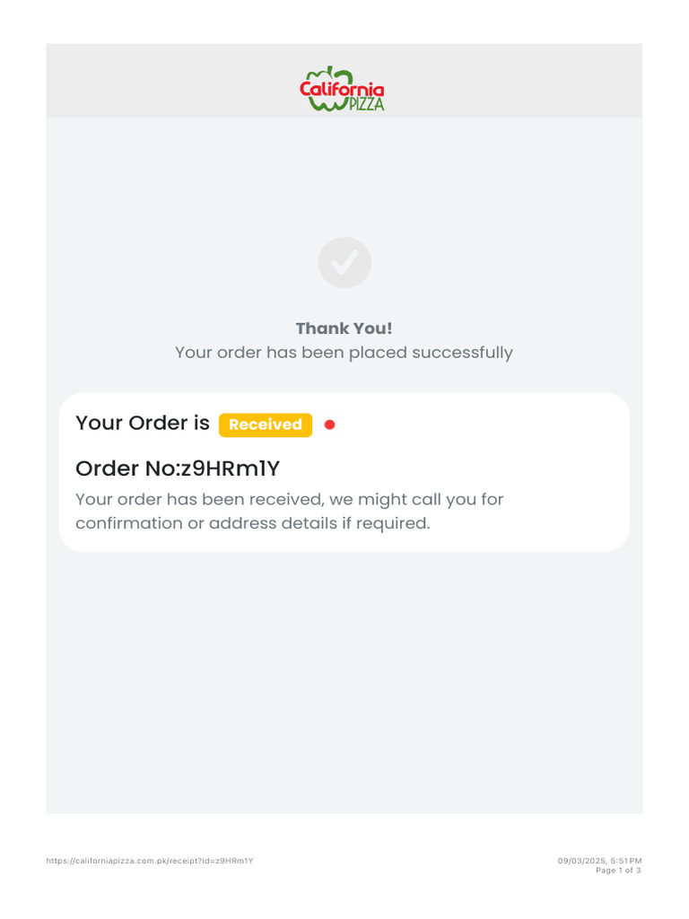 California Pizza Order Confirmation | PDF | Western Cuisine | Cuisine