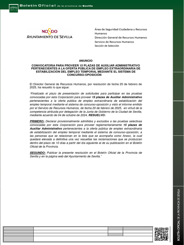 05 Anuncio Bop Lista Provisional Admitidos y Excluidos 1 | PDF