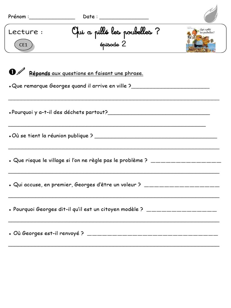 Lecture CE1 : Qui a pillé les poubelles ? | PDF