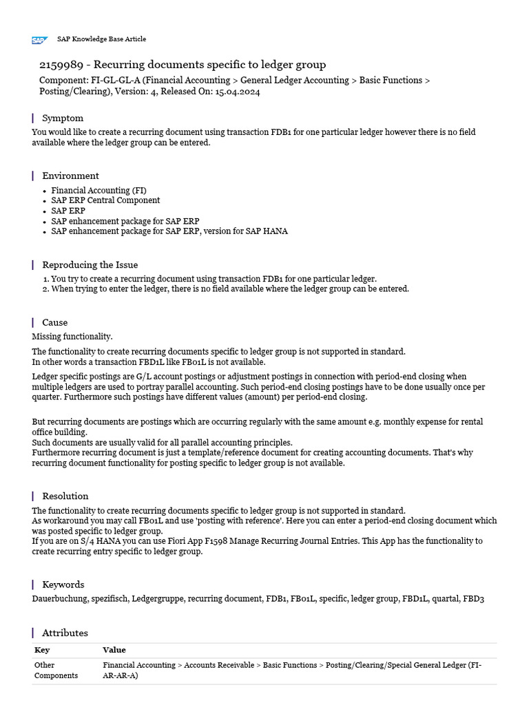 Recurring Documents Specific To Ledger Group | PDF | Accounting