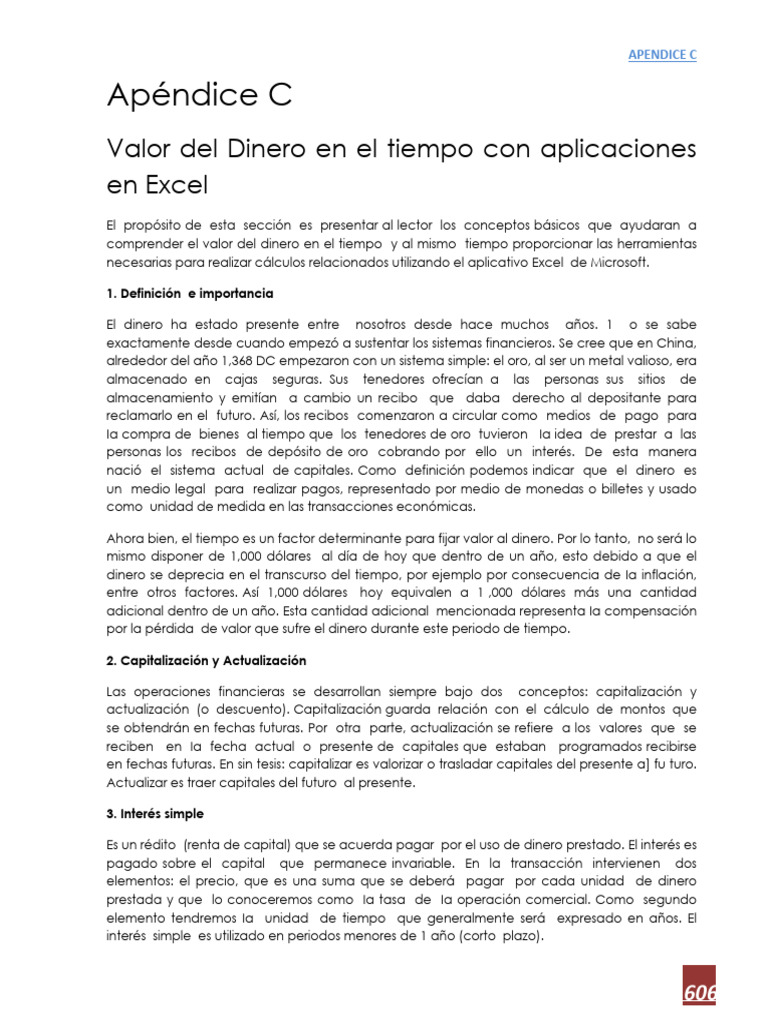 Apendice C 606-612 | PDF | Tasa interna de retorno | Dinero