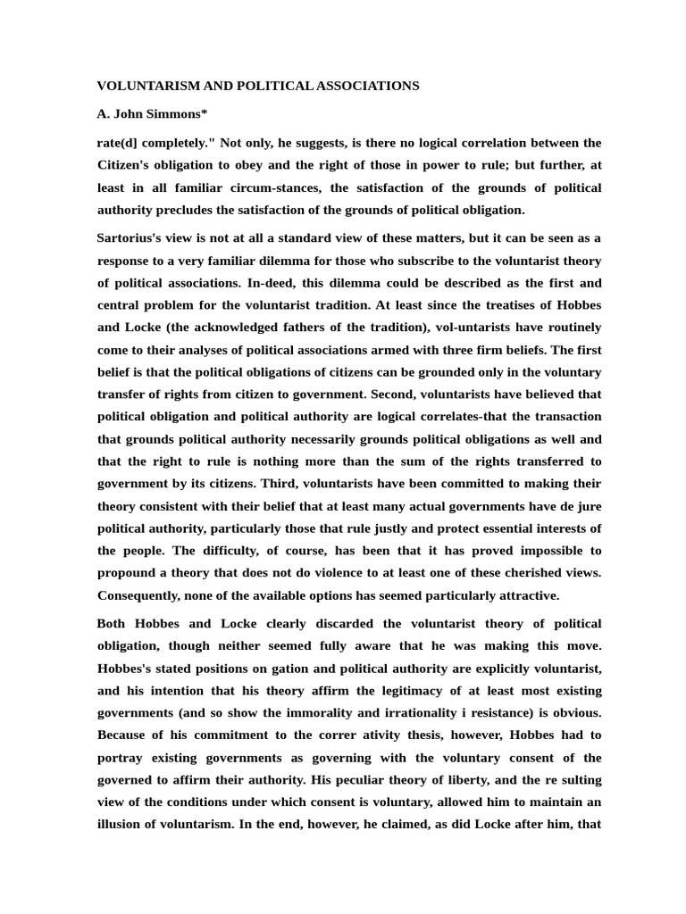 Voluntarism and Political Associations | PDF | Rights