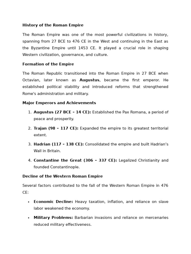 History of the Roman Empire | PDF