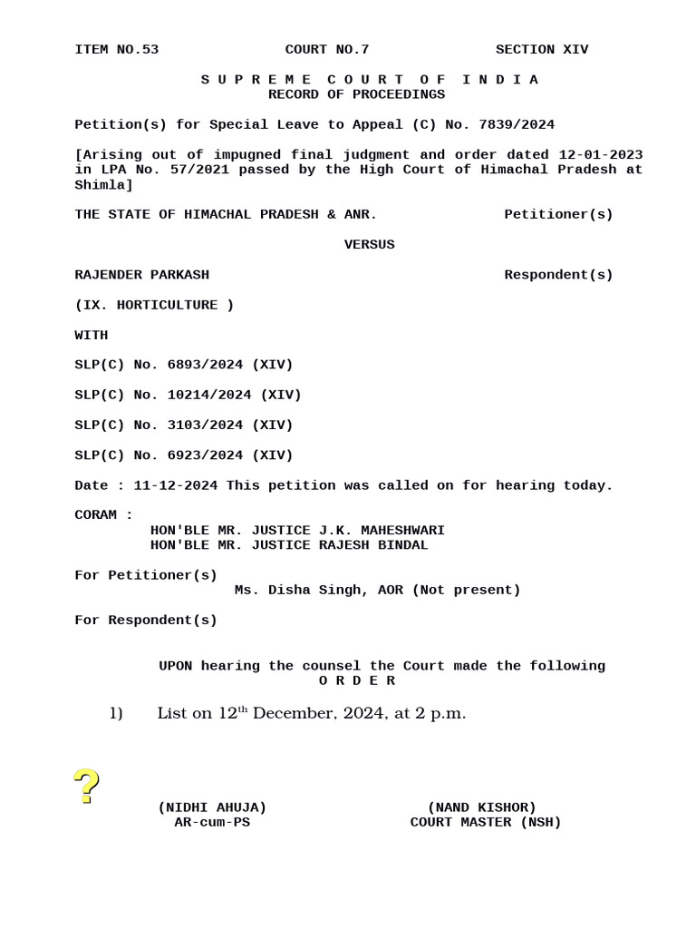 Ishwar Singh and Ors. Order - 11-Dec-2024 | PDF