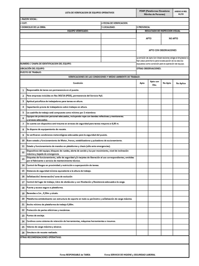 Verificación Equipos Resolución 61/2023 | PDF