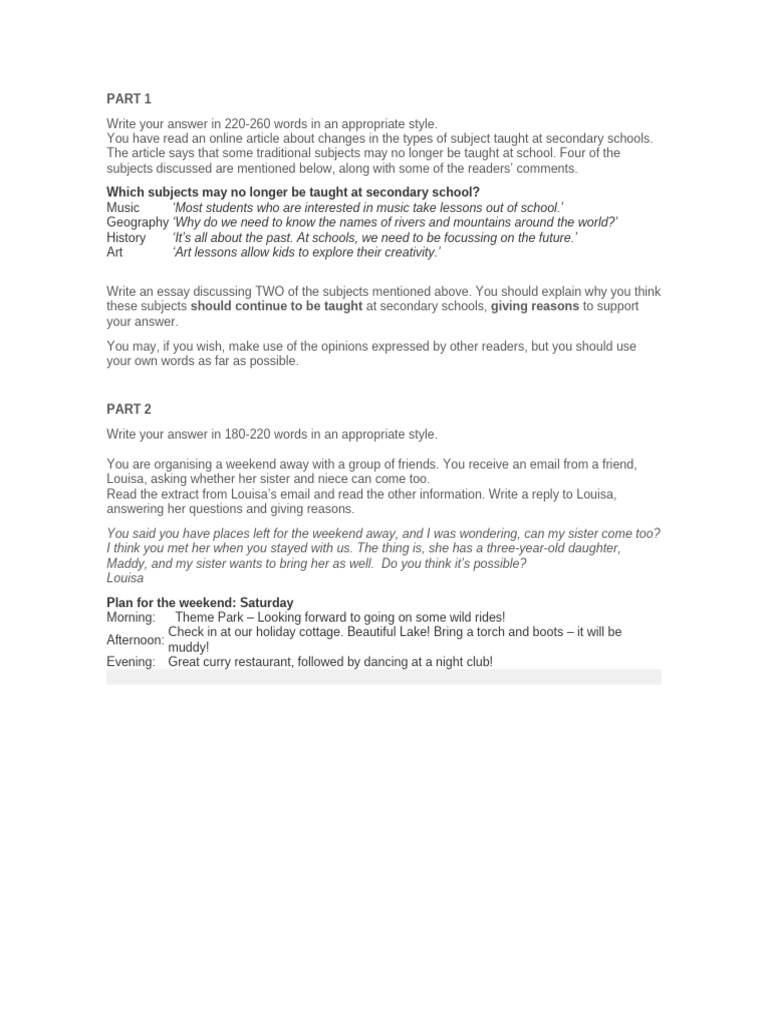 CAE Writing Test: Subject Discussion Essay | PDF