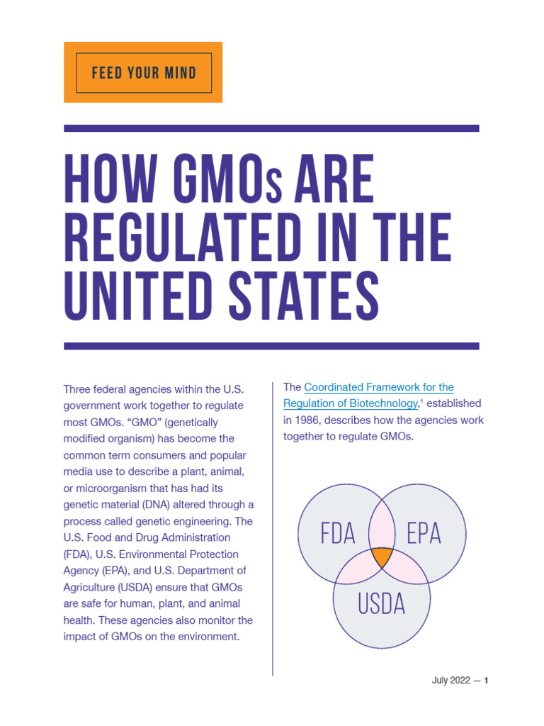 Regulation of GMOs in the U.S. | PDF | Genetically Modified Organism ...