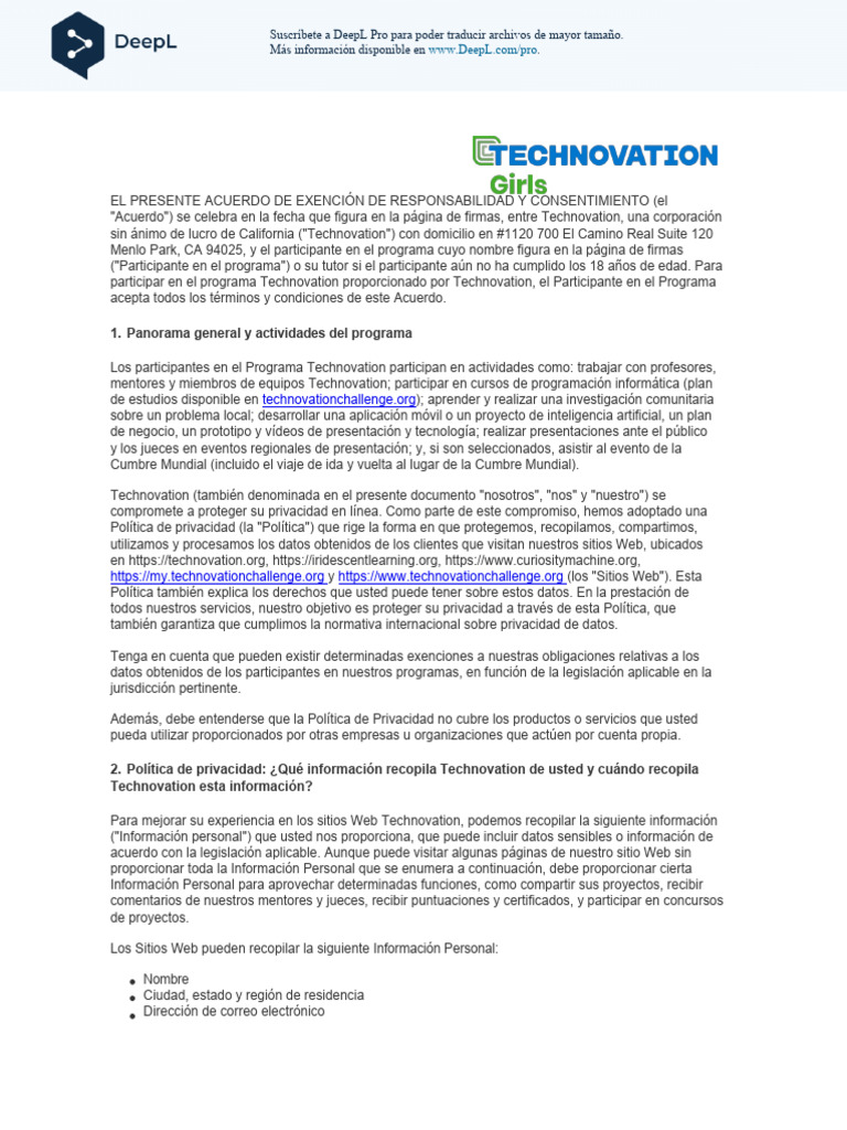 Acuerdo de Exención y Política de Privacidad | PDF | Cookie HTTP | Privacidad en internet