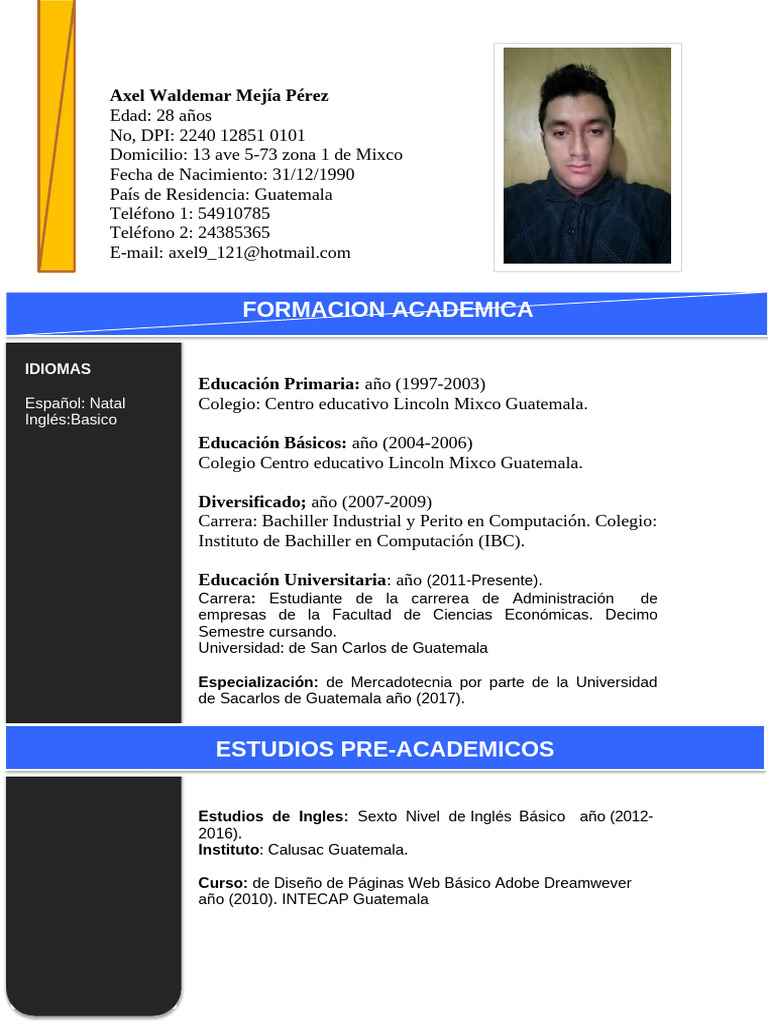 Perfil Profesional de Axel Mejía Pérez | PDF | Microsoft | Software