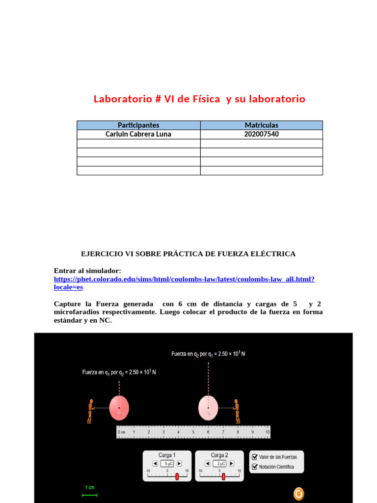 # 6 Laboratorio Vi Sobre Practica de Fuerza Electrica | PDF
