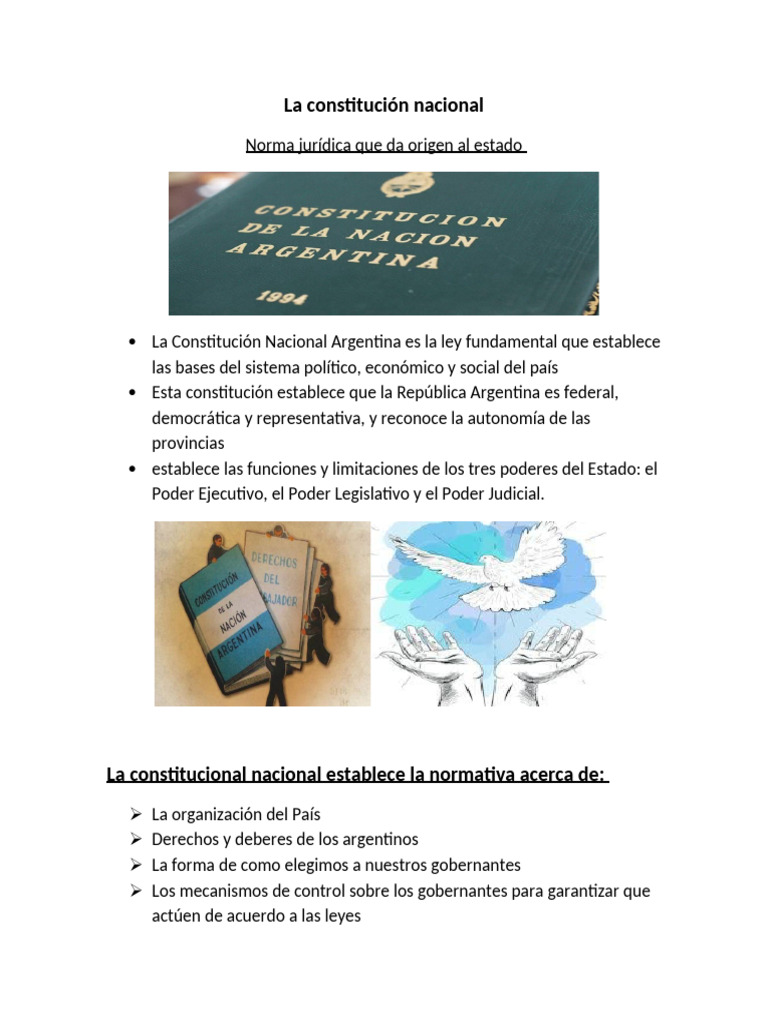 Constitución Nacional Argentina: Estructura y Derechos | PDF