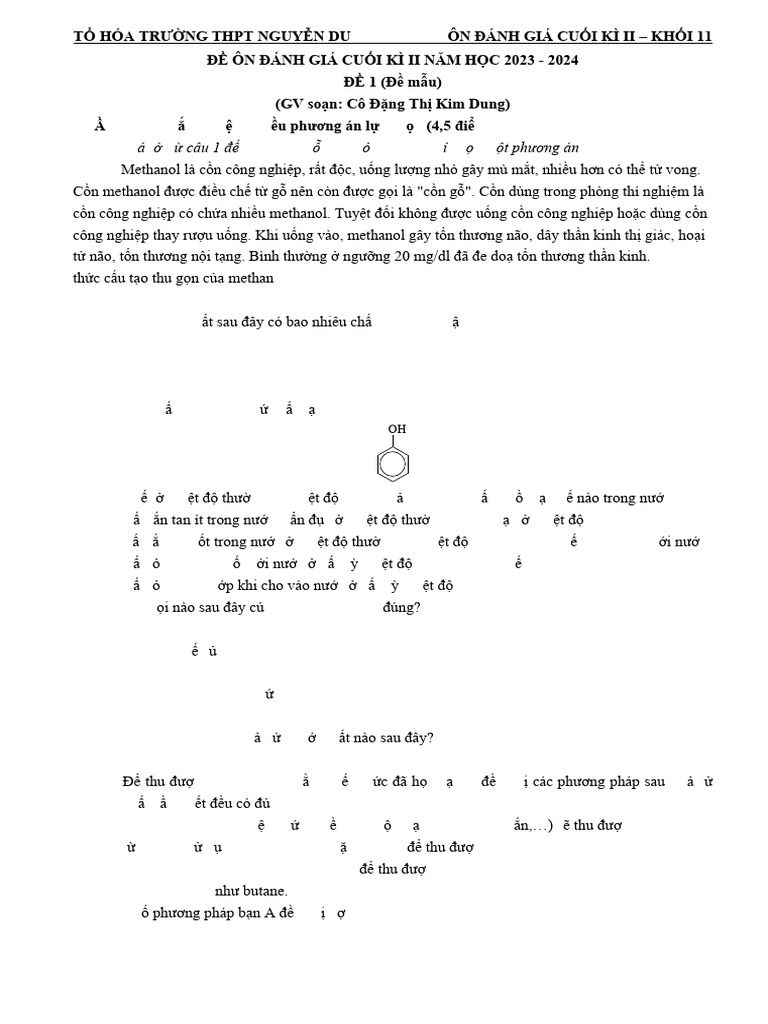 [23-24][HÓA 11][HKII] TỔNG HỢP ĐỀ ÔN 11. HS | PDF
