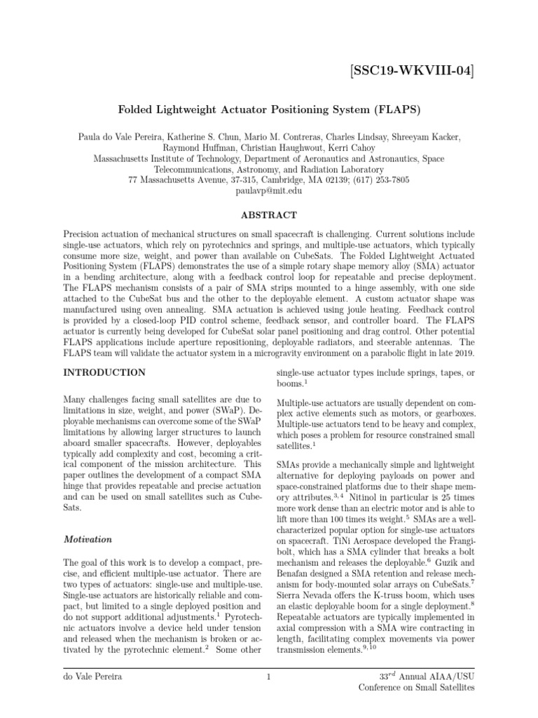 Folded Lightweight Actuator Positioning System (FLAPS) | PDF | Bending ...