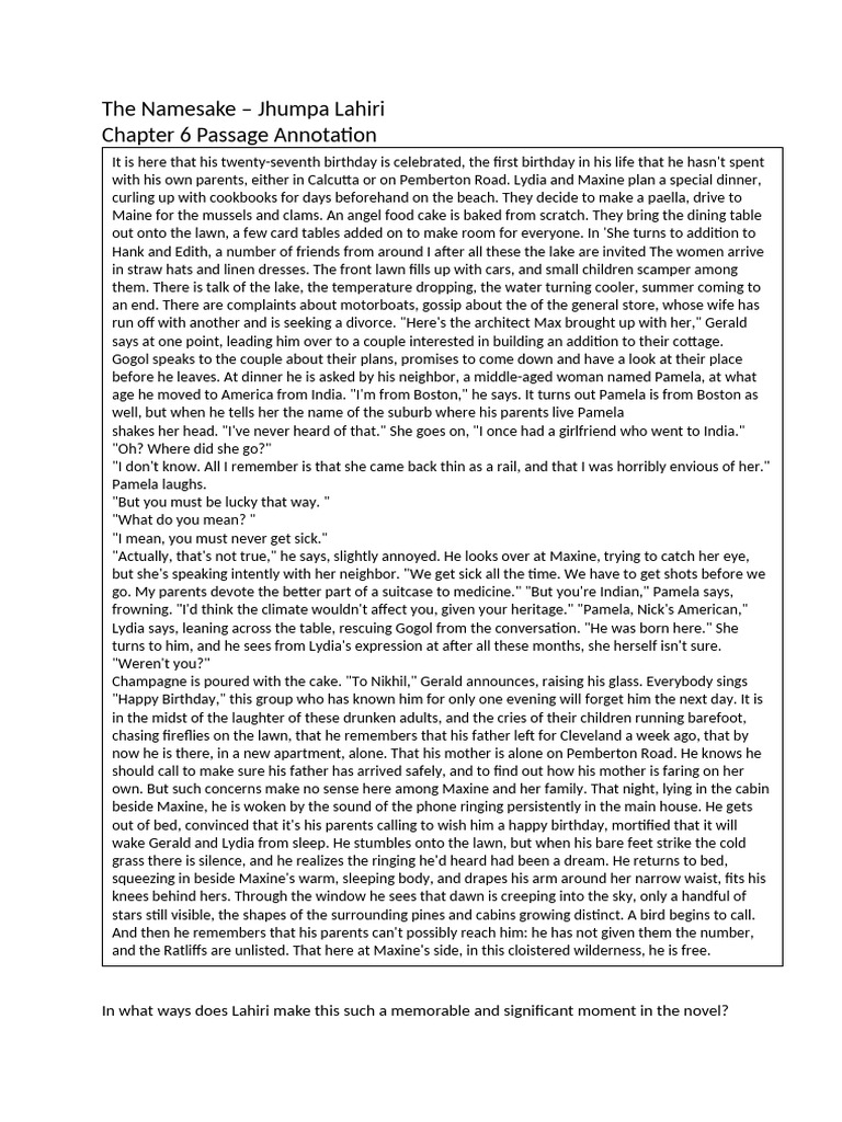 The Namesake practice | PDF